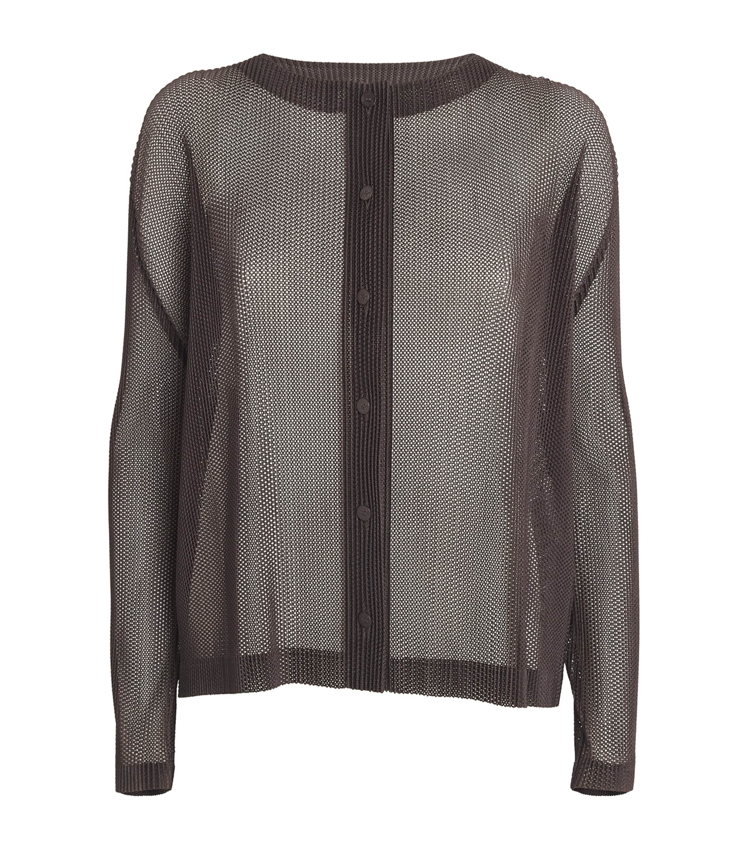 Issey Miyake Mesh Tatami April Cardigan In Grey - 30% Off