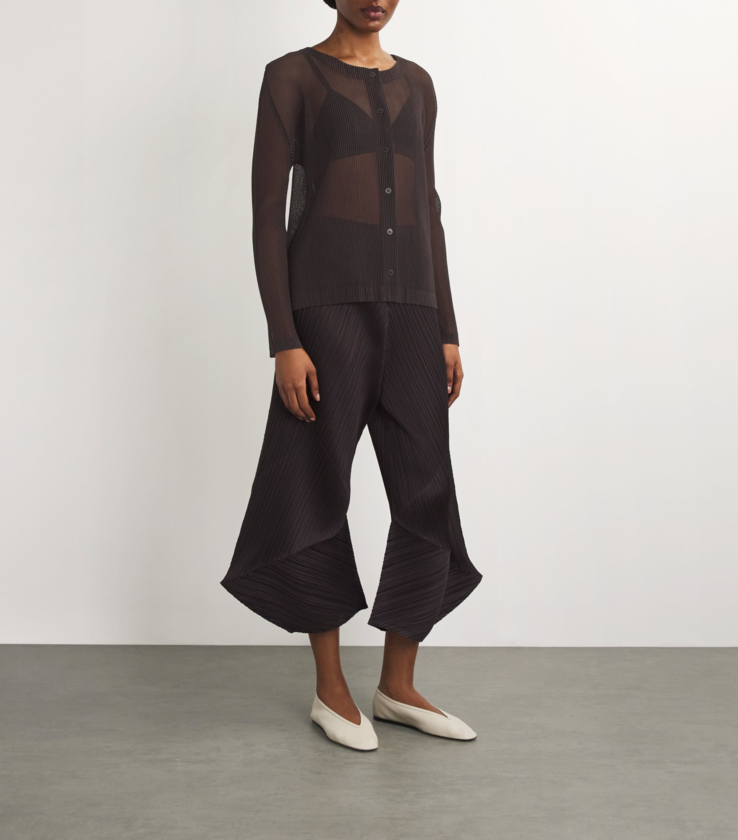 Issey Miyake Mesh Tatami April Cardigan In Grey - 30% Off