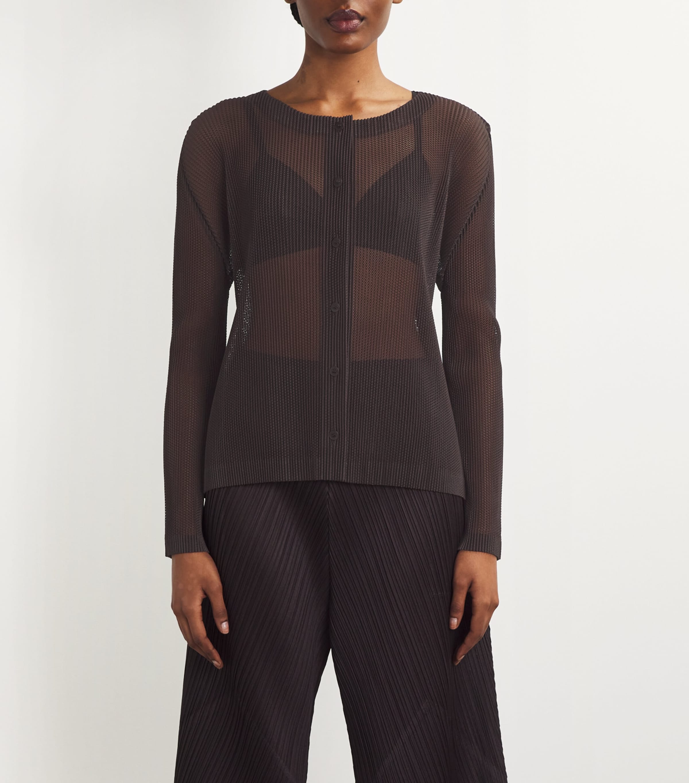 Issey Miyake Mesh Tatami April Cardigan In Grey - 30% Off 
