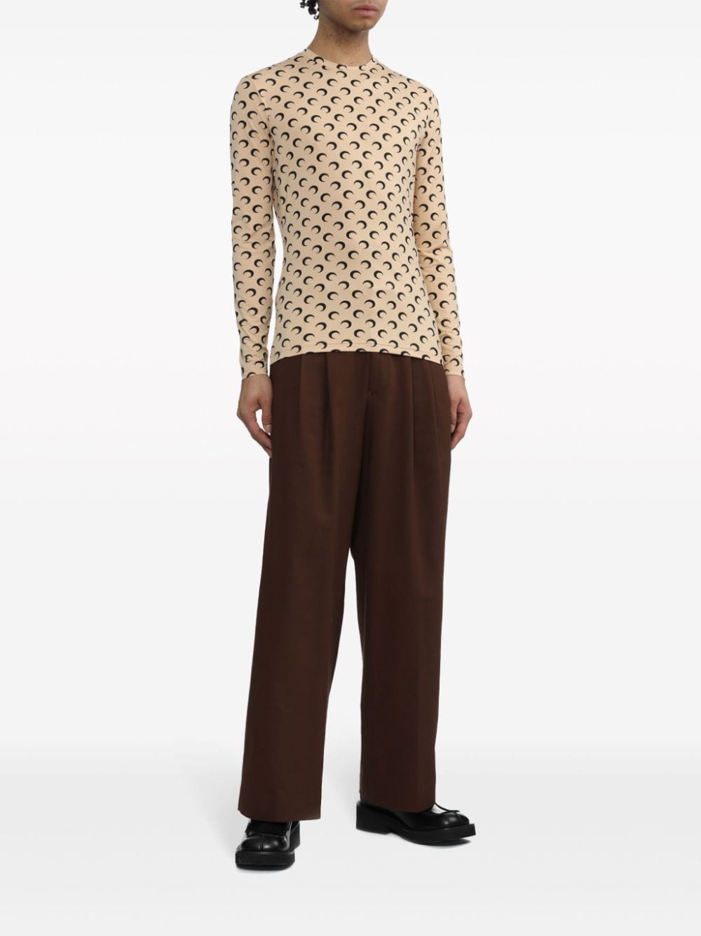 MARINE SERRE Marine Serre Regenerated Moon-Print Long-Sleeve T-shirt