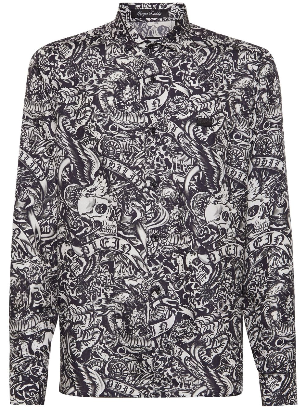PHILIPP PLEIN tattoo-print silk shirt