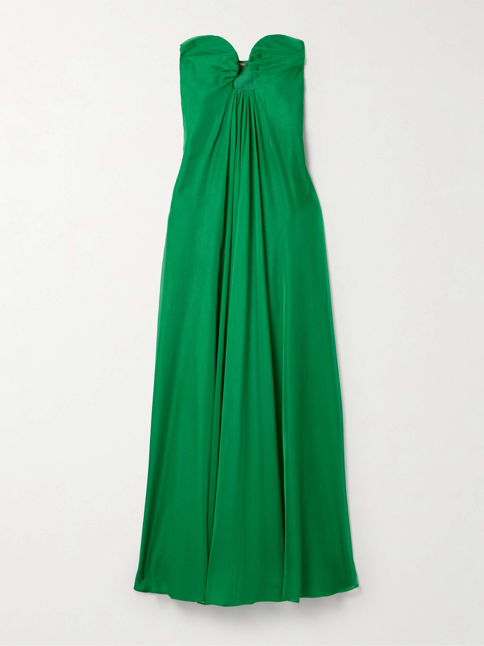 cult gaia green strapless dress Cult Gaia Misa Strapless Cutout Chiffon Gown - Green