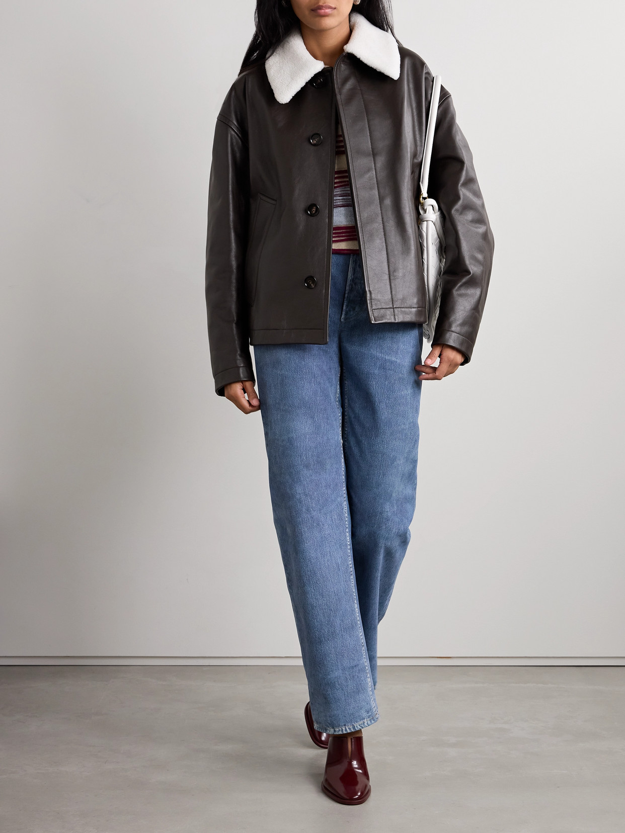 BOTTEGA VENETA Bottega Veneta Shearling-Trimmed Leather Jacket