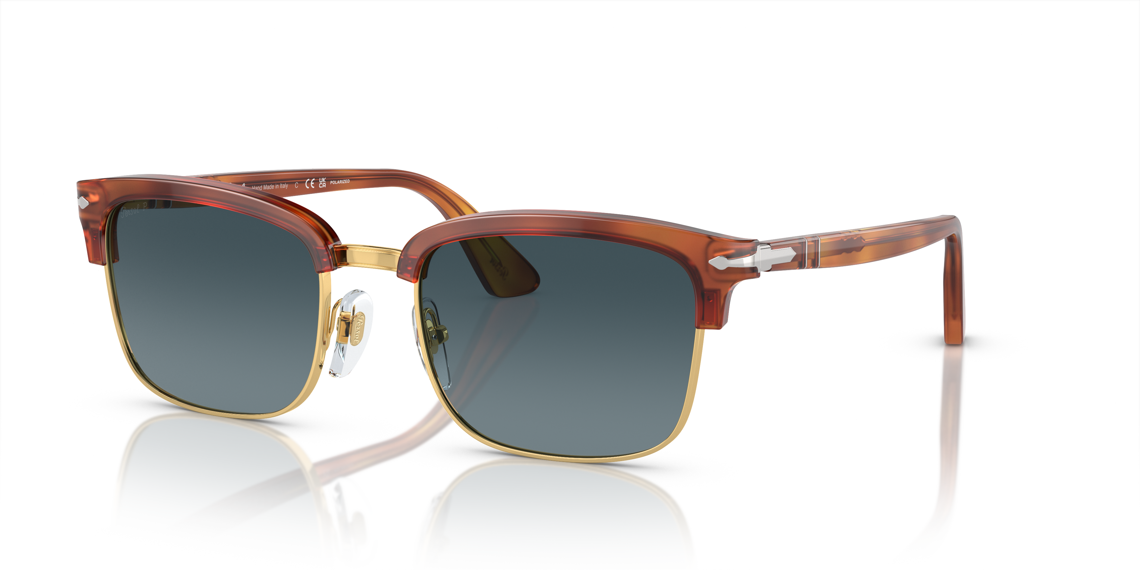 Persol Brown Sunglasses with Clubmaster Design Amazon.com: Persol PO3019S 24/31 52MM Havana/Crystal Lens  main image 2