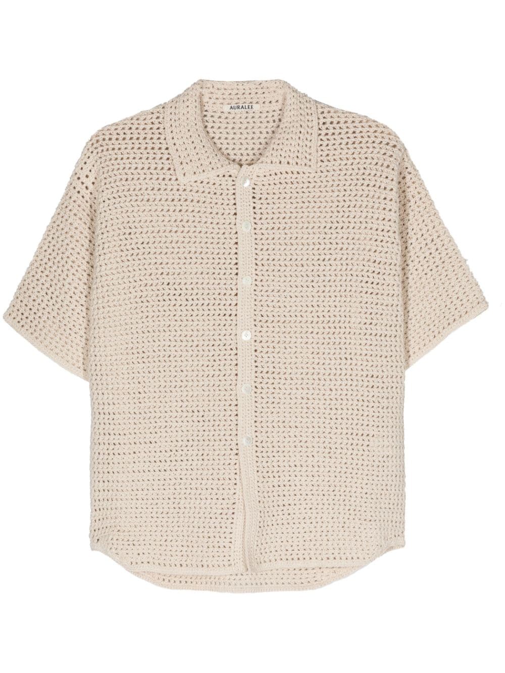 Auralee Crochet-Knit Short-Sleeve Shirt - Neutrals | Editorialist