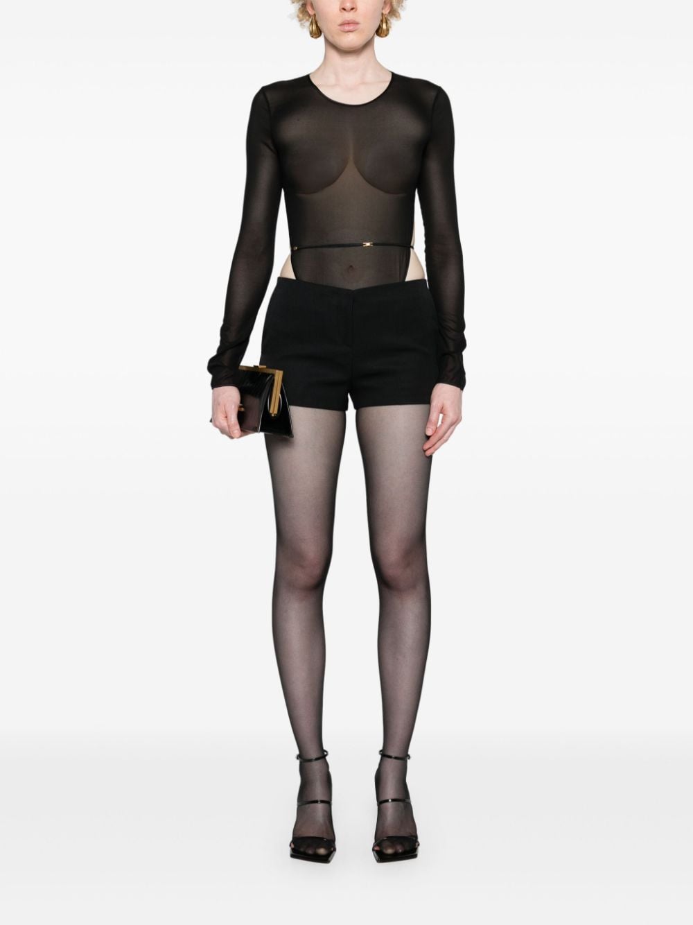 SAINT LAURENT Saint Laurent Open-Back Crepe Bodysuit