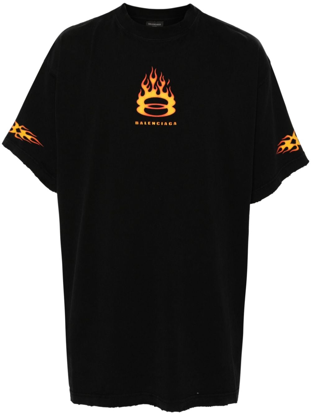 Balenciaga Logo-Print Cotton T-Shirt - Black | Editorialist