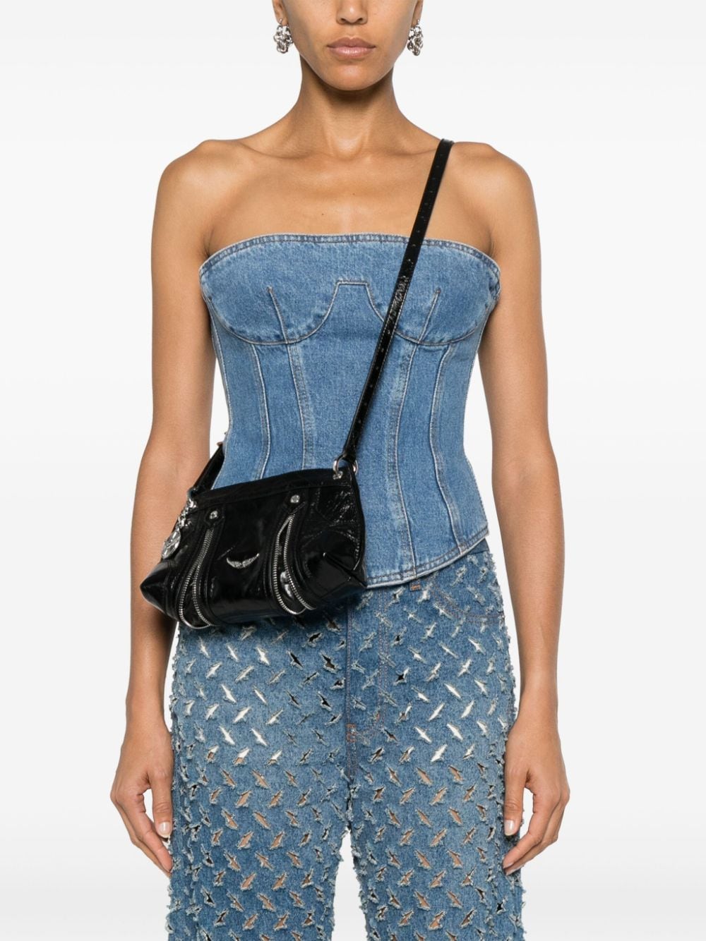 ZADIG&VOLTAIRE Zadig&Voltaire Patent Leather Shoulder Bag with Wing Detail
