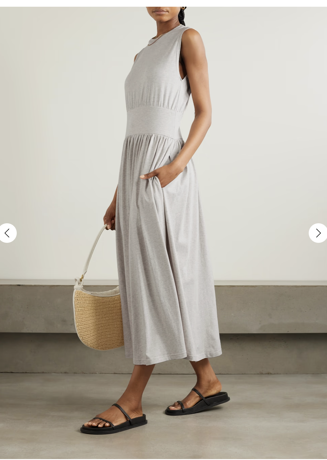 toteme pleated organic cotton-jersey midi dress Toteme Pleated Organic Cotton-Jersey Midi Dress - Grey
