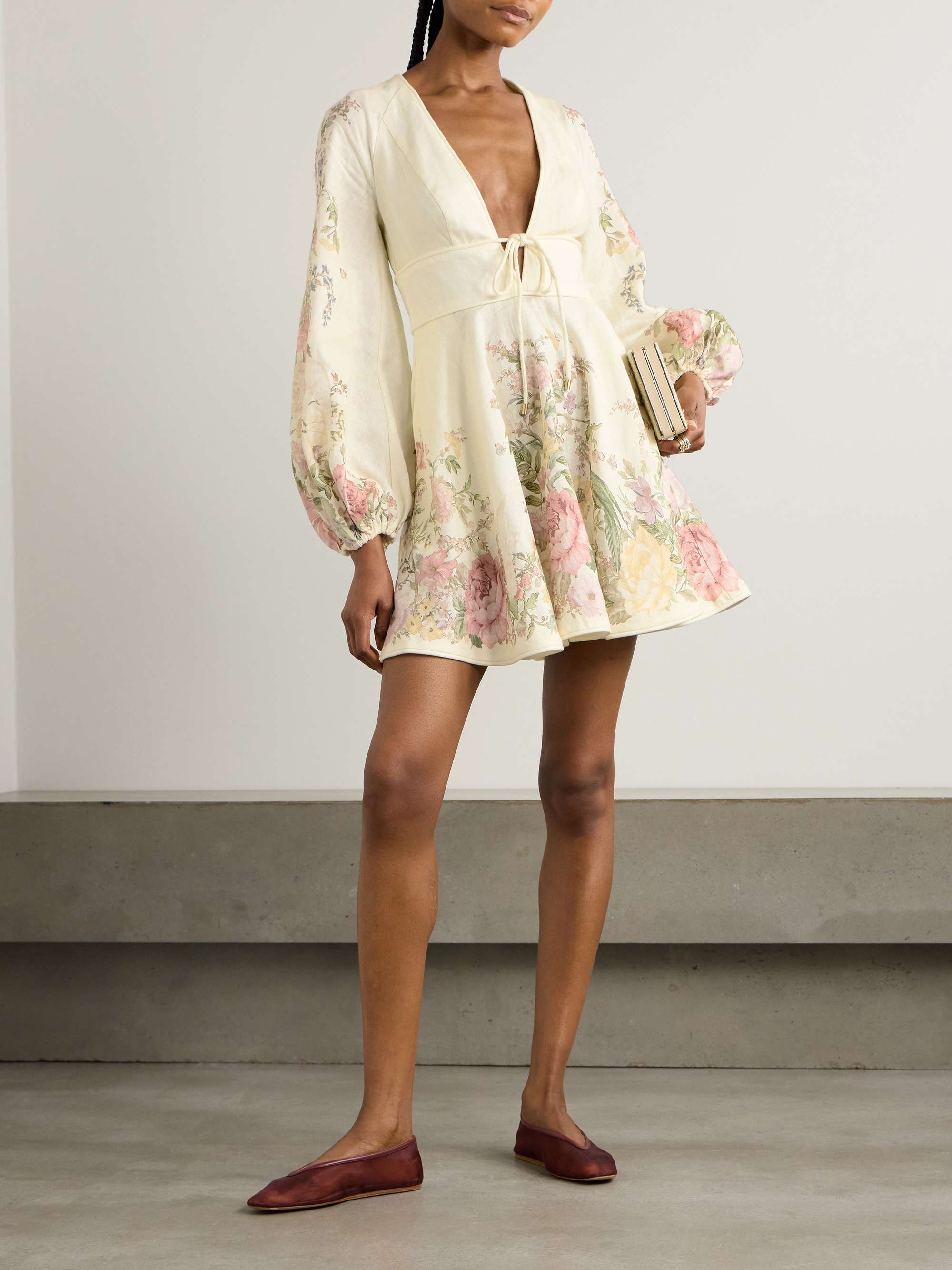 chinese dress ladies Zimmermann Honour Corset Mini Dress Cream Floral Print Linen Size 0 –  Celebrity Owned