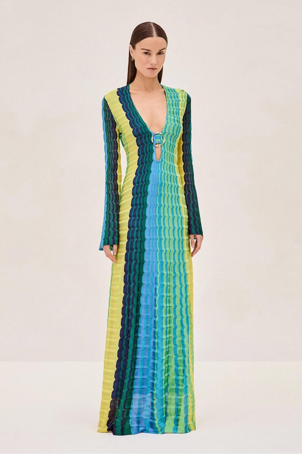 chinese dress ladies Alexis Axelle Long Dress in White Embroidery  SWANK