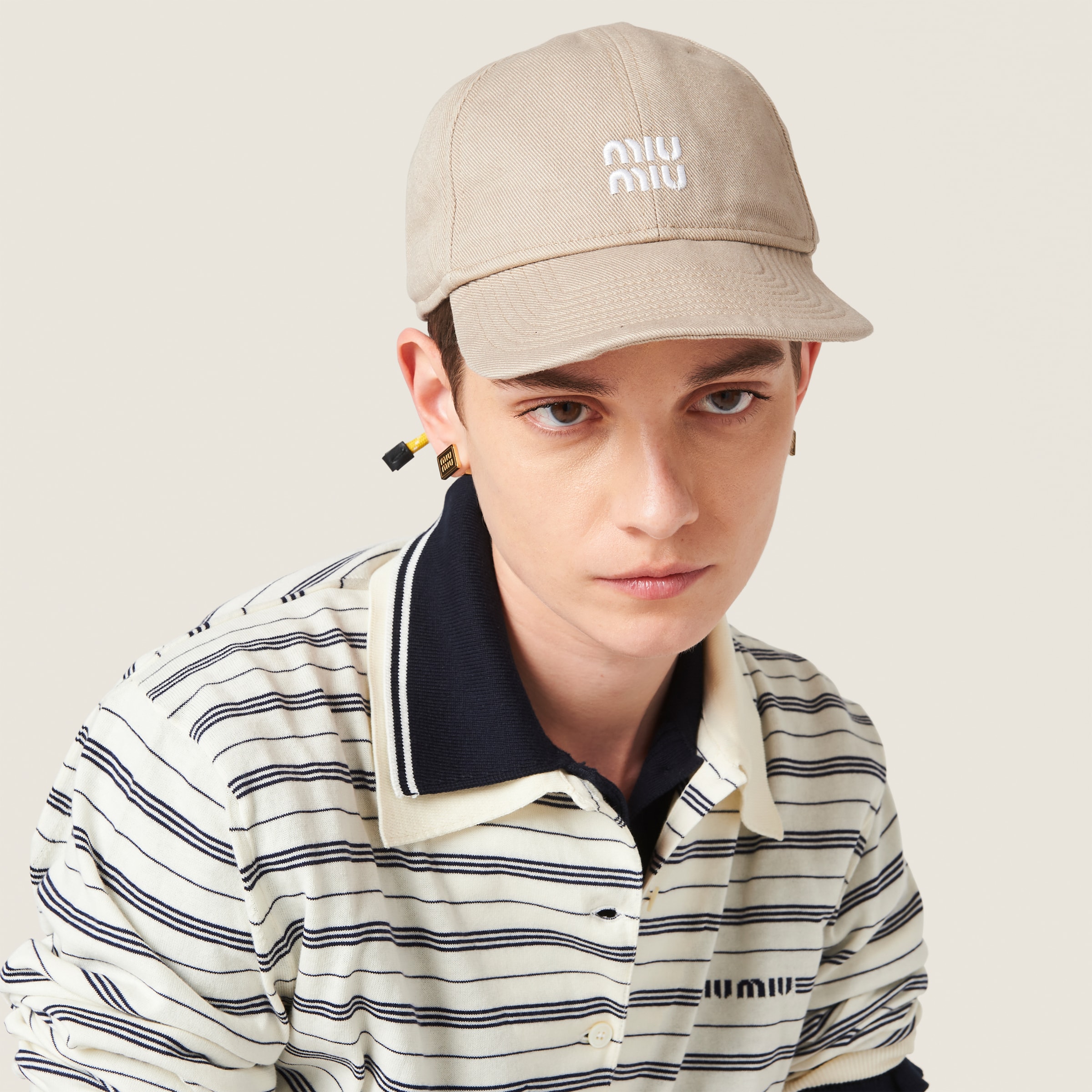 Miu Miu Denim Baseball Cap - Beige/Yellow | Editorialist