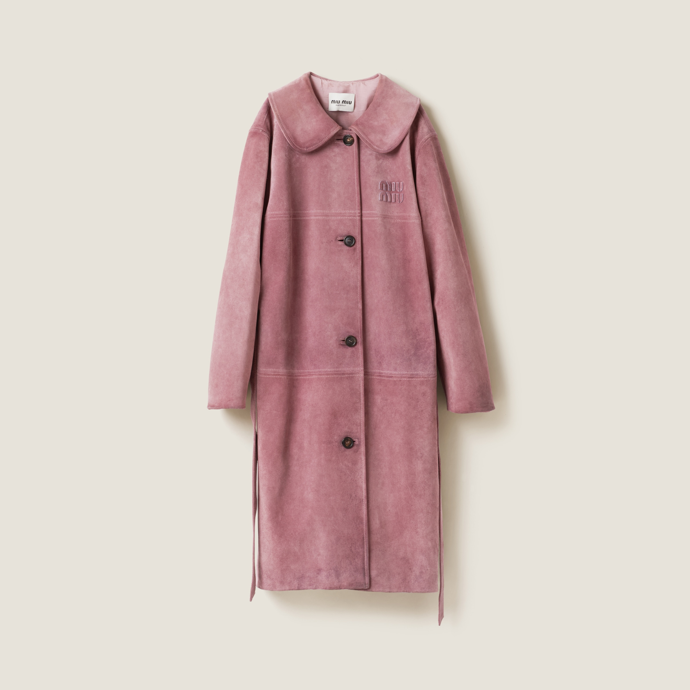 Miu Miu Suede Coat - Raspberry | Editorialist