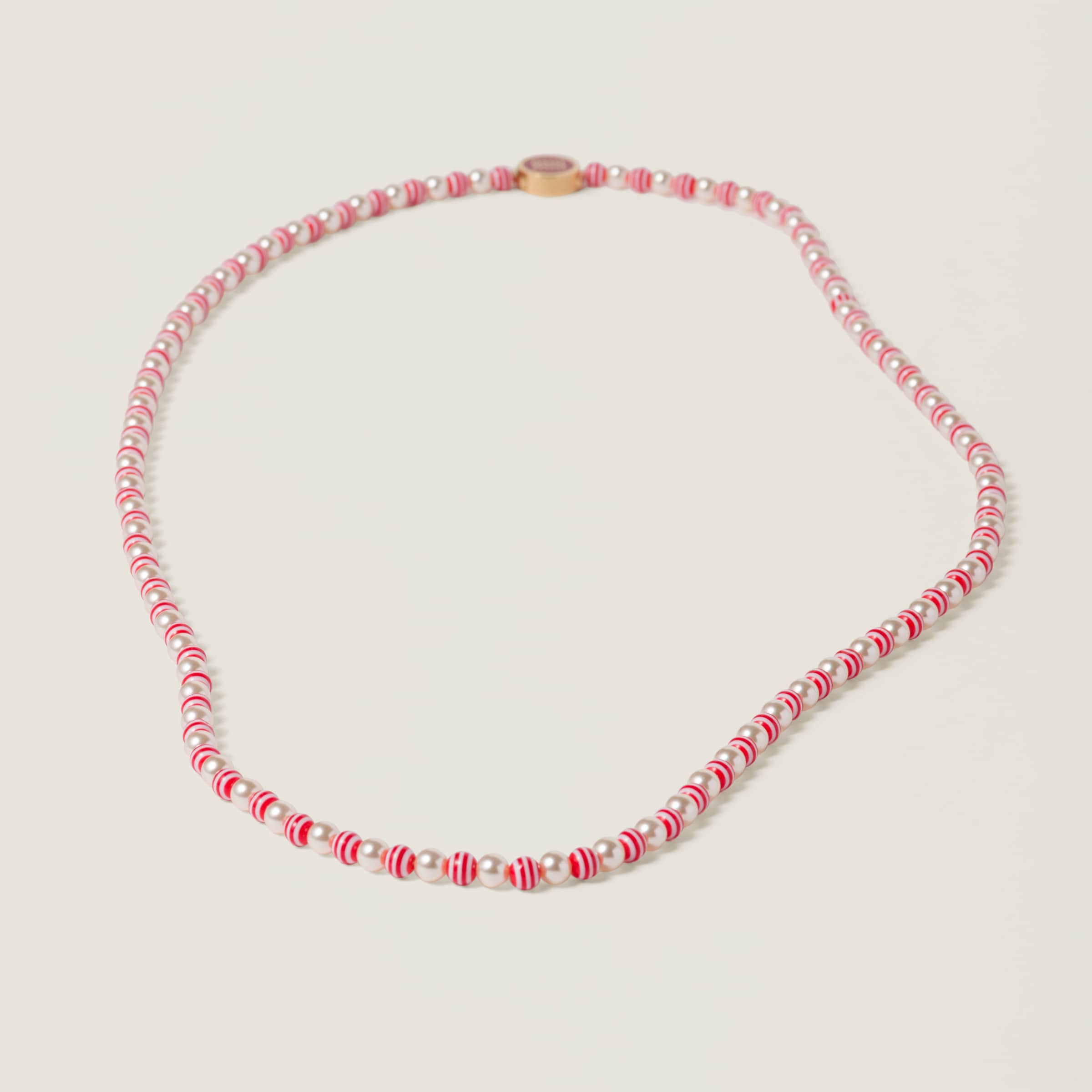 Miu Miu Metal And Synthetic Pearl Necklace - Red | Editorialist