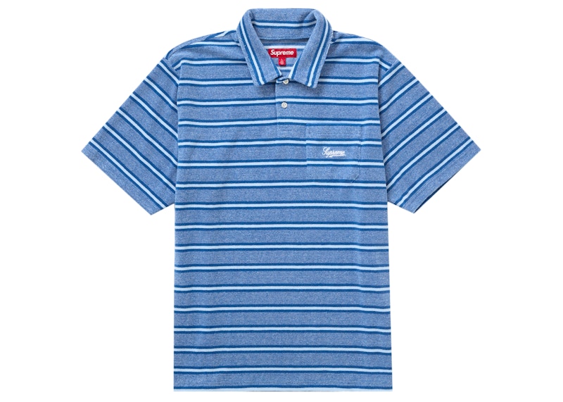 Supreme Cable Knit Terry Polo Shirt - Navy Blue | Editorialist