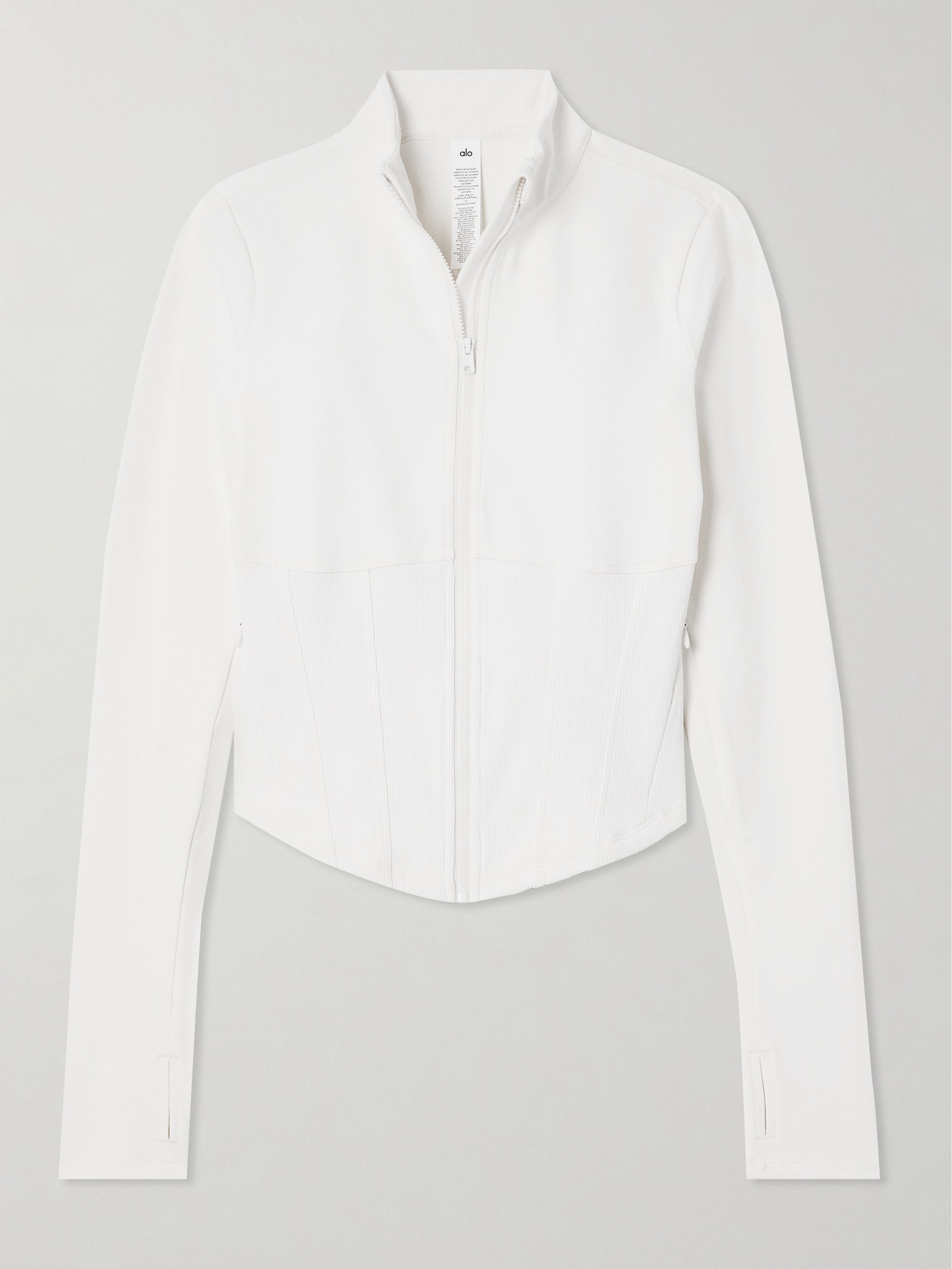 Alo Yoga Airbrush Ribbed Stretch-Jersey Corset Jacket - Ivory