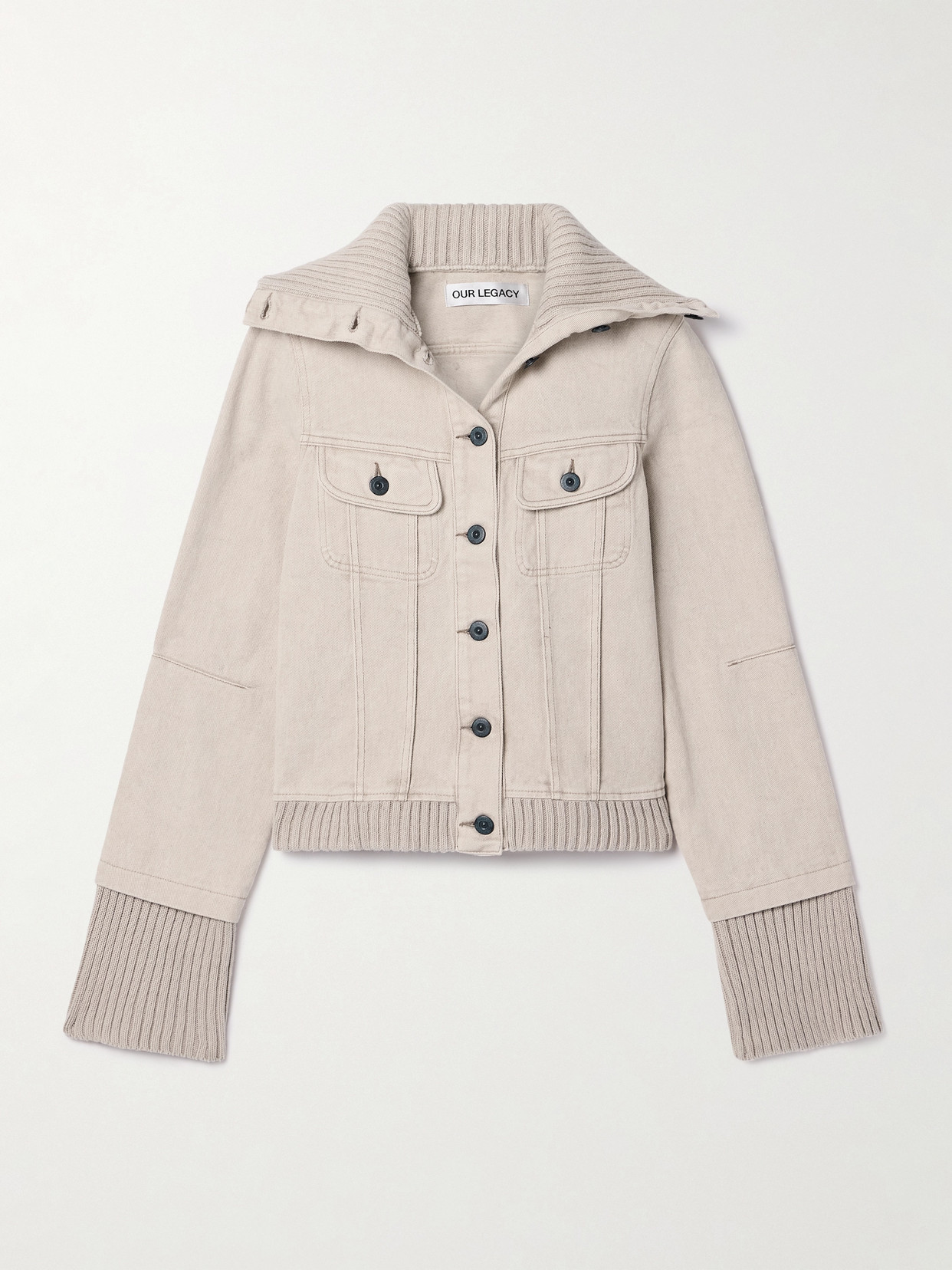 Our Legacy Lasso Denim Jacket With Ribbed Cotton Trims In Neutrals
