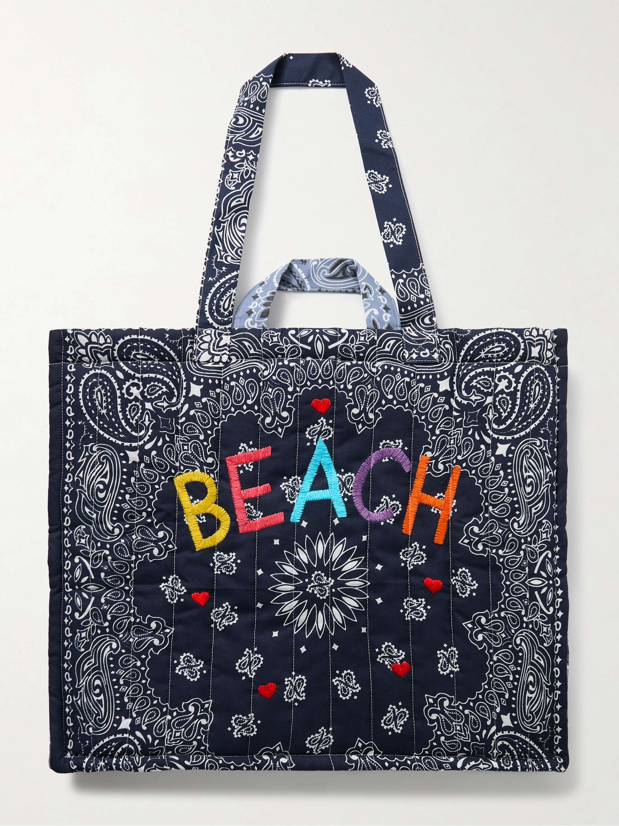 Call It By Your Name Maxi Cabas Embroidered Tote - Navy | Editorialist