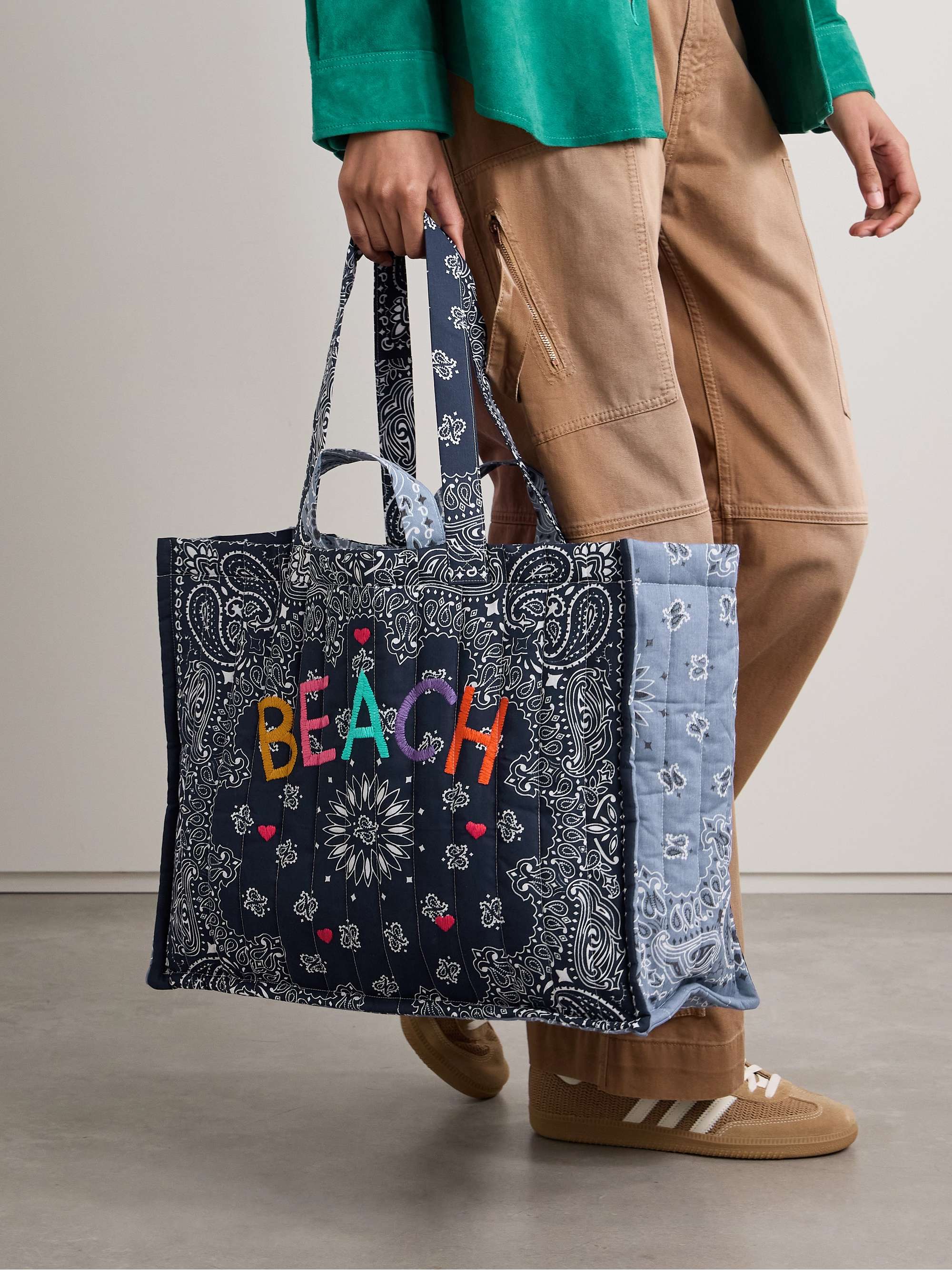 Call It By Your Name Maxi Cabas Embroidered Tote - Navy | Editorialist