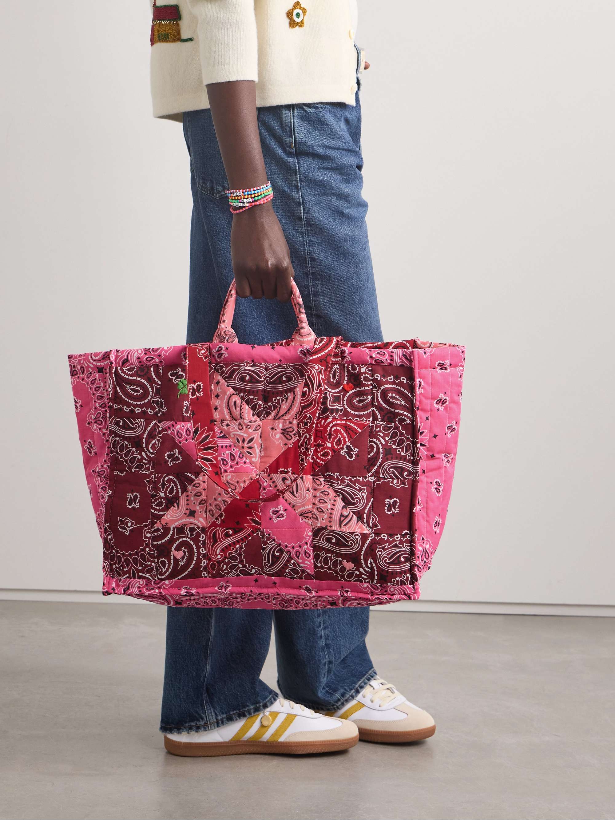 Call It By Your Name Maxi Cabas Reversible Patchwork Tote - Green