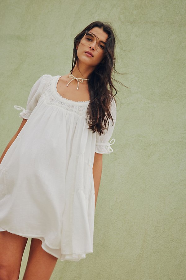Free People Sandy Shores Babydoll Mini Dress - Ivory
