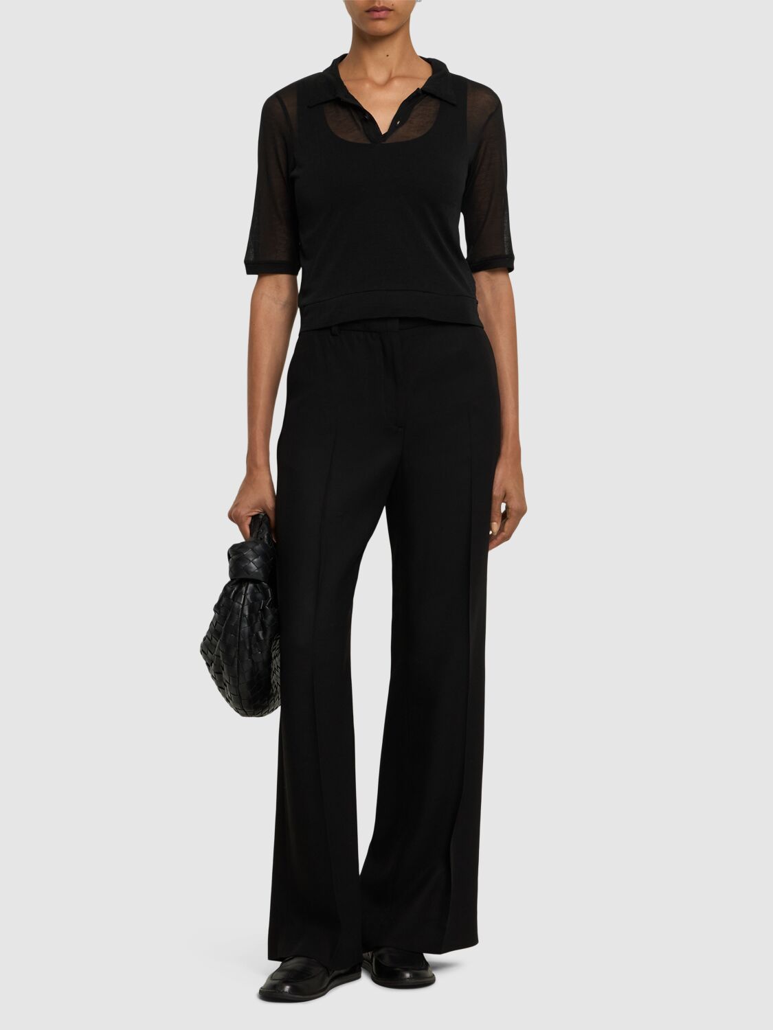 Auralee Hard Twist Cotton Gauze Short Polo In Black - 80% Off