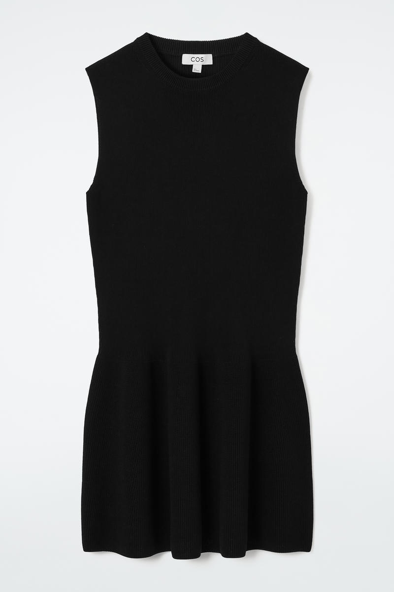 Cos Ribbed-Knit Dropped-Waist Mini Dress In White - 70% Off