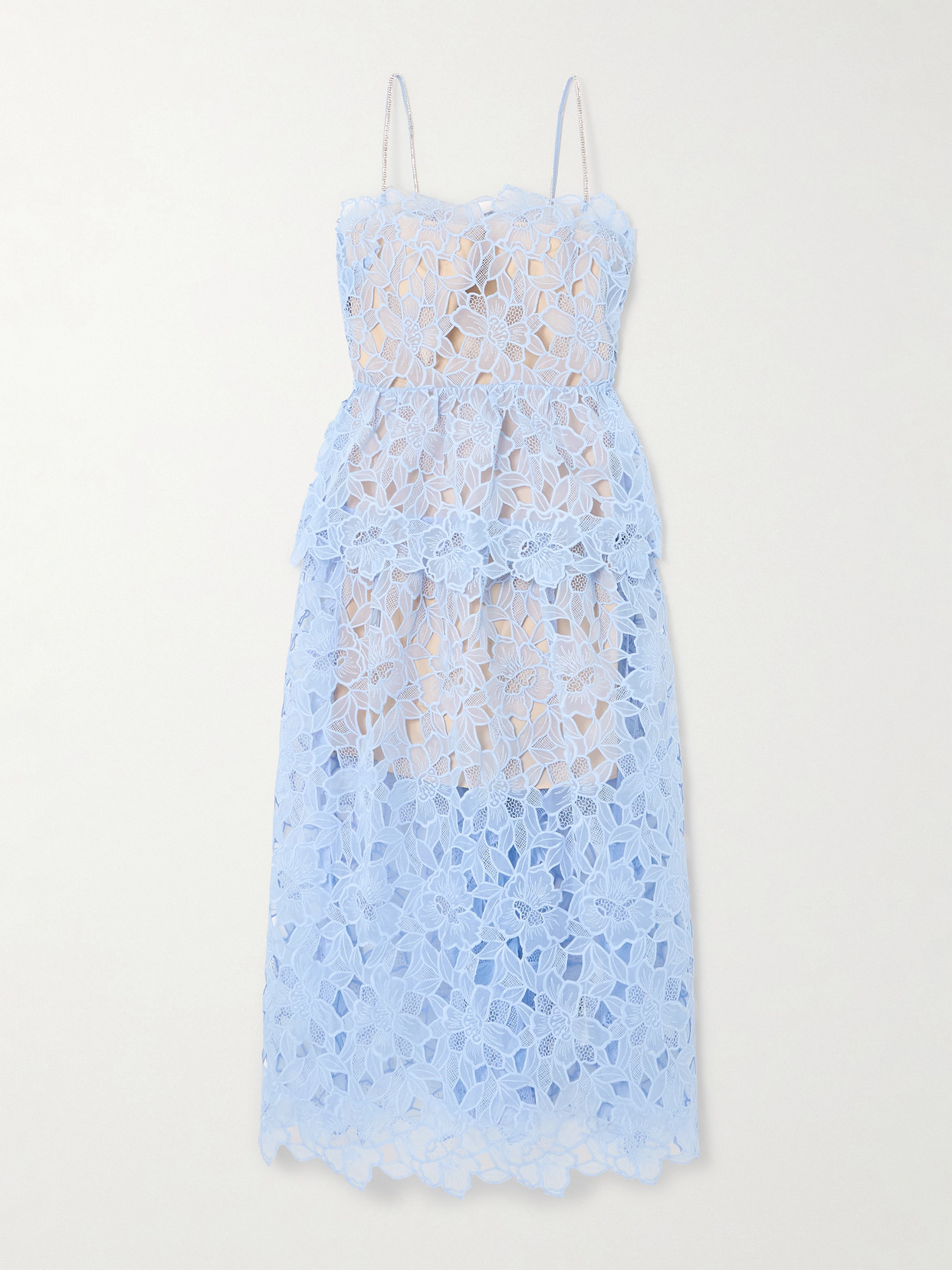 Self-Portrait Crystal-Detailed Organza Midi Dress In Blue - 50% Off | Editorialist Self-Portrait Crystal-Detailed Organza Midi Dress In Blue - 50% Off | Editorialist