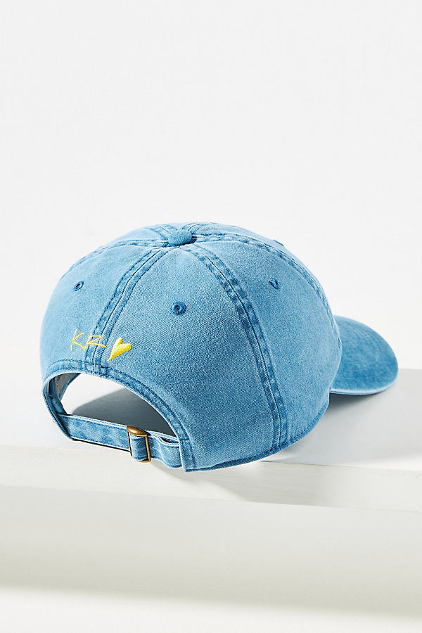 Kerri Rosenthal LA Paradise Embroidered Blue Baseball Cap One Size New with Tags Baseball Cap Hat Heart Patch Indigo Blue White – KERRI ROSENTHAL main image 3