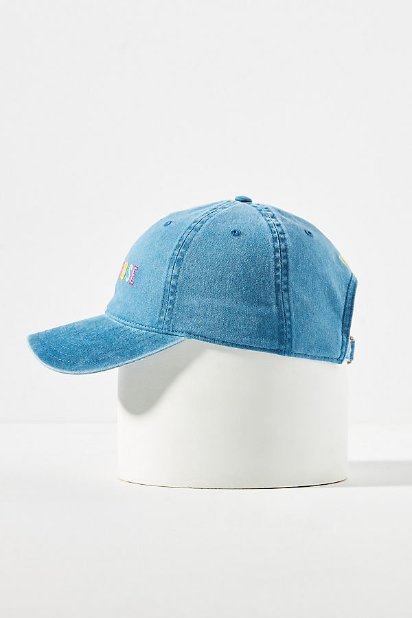 Kerri Rosenthal LA Paradise Embroidered Blue Baseball Cap One Size New with Tags Baseball Cap Hat Heart Patch Indigo Blue White – KERRI ROSENTHAL main image 4
