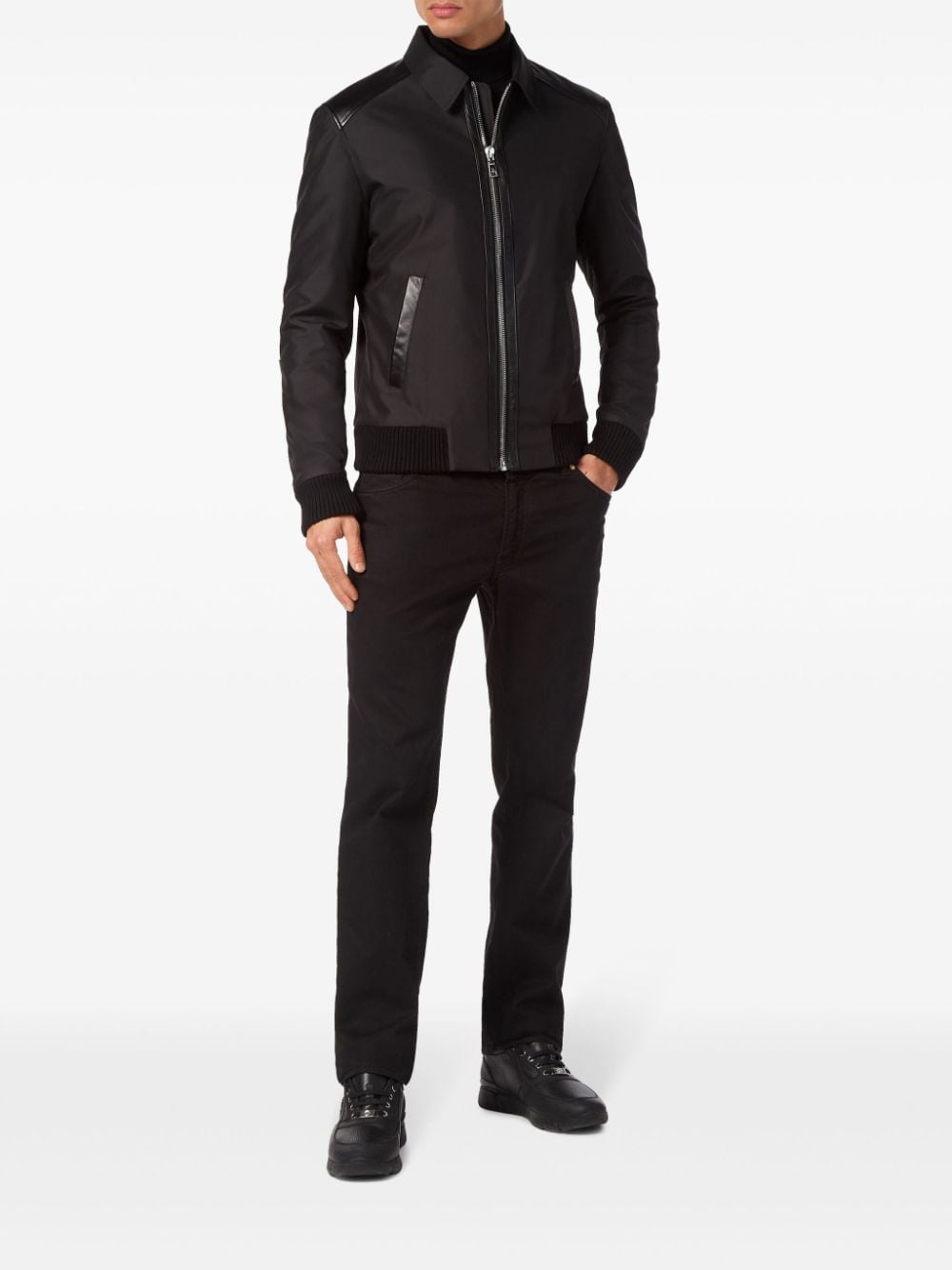 BILLIONAIRE Billionaire Leather-Trim Bomber Jacket
