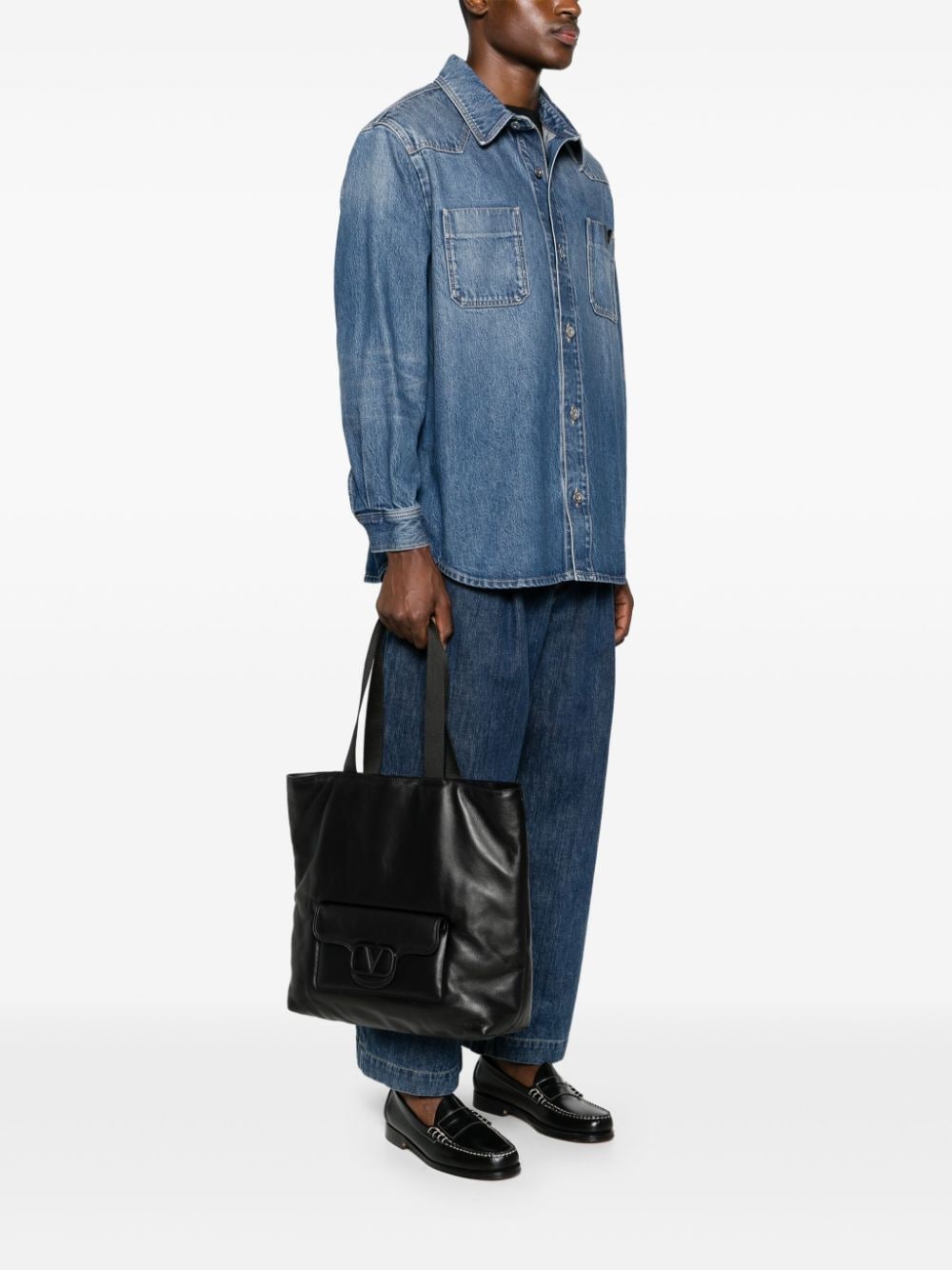 VALENTINO Noir VLogo Signature Tote Bag