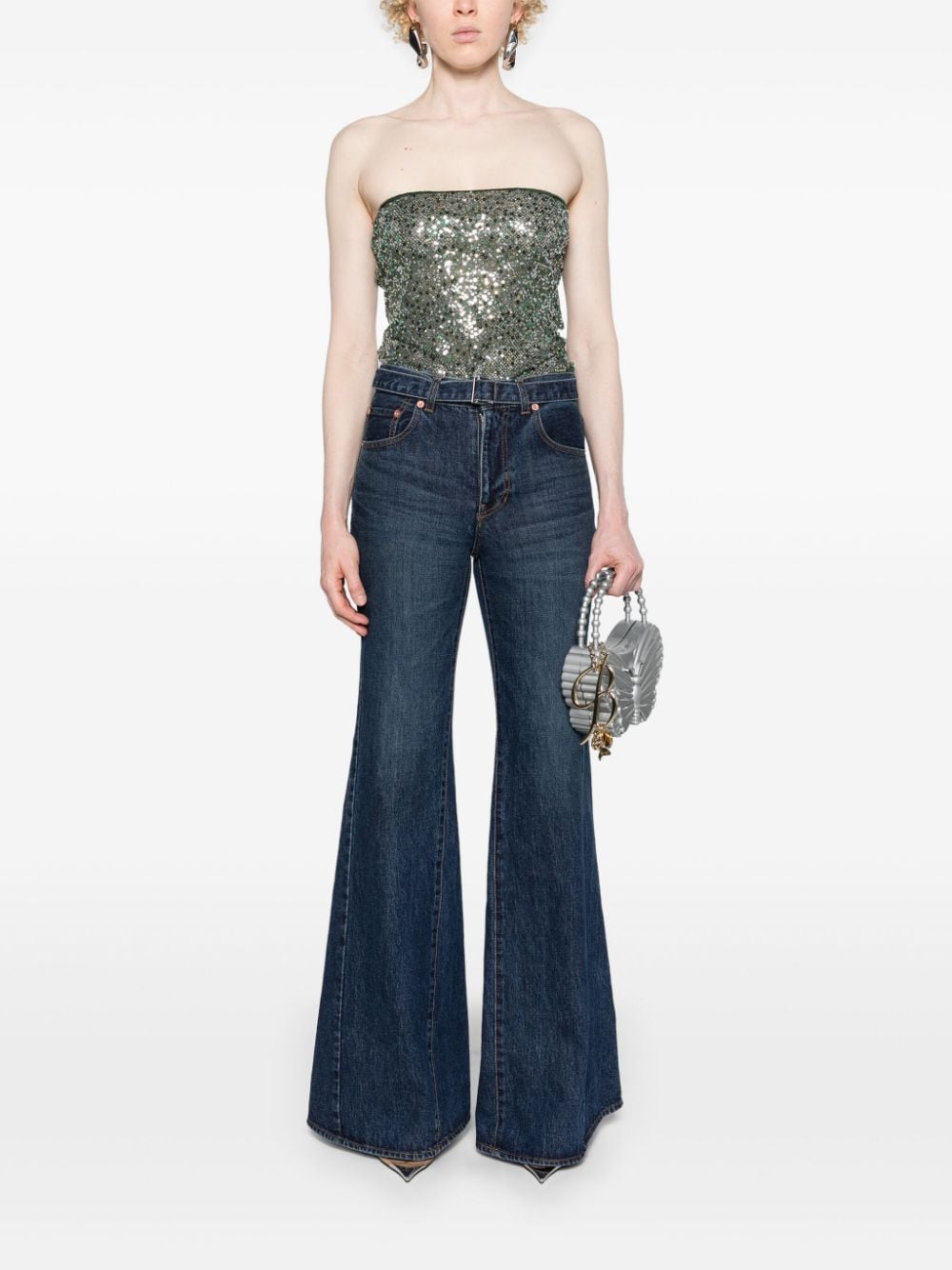SACAI sacai Belted Flared Jeans