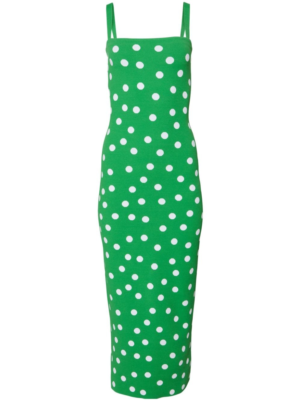 Carolina Herrera Polka-Dot Knitted Idi Dress - Green | Editorialist