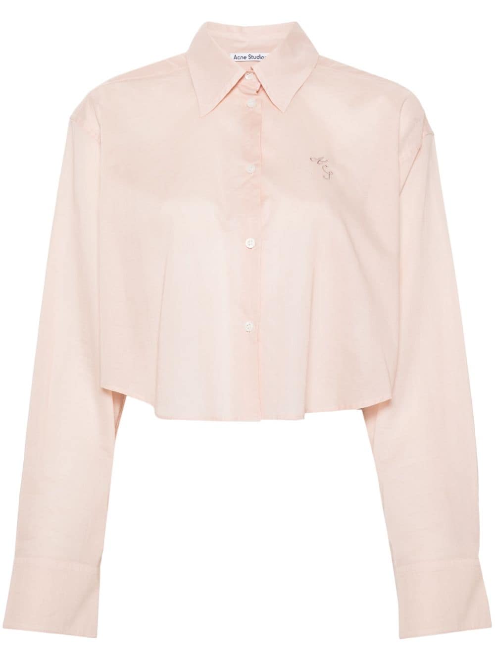Acne Studios Logo-Embroidered Crop Shirt In Pink - 40% Off 