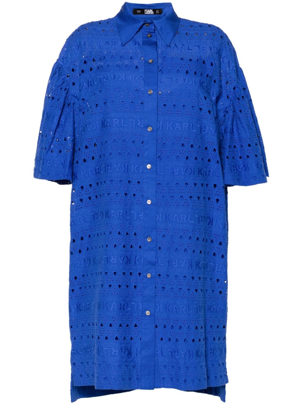 KARL LAGERFELD Karl Lagerfeld Embroidered Organic Cotton Shirt Dress