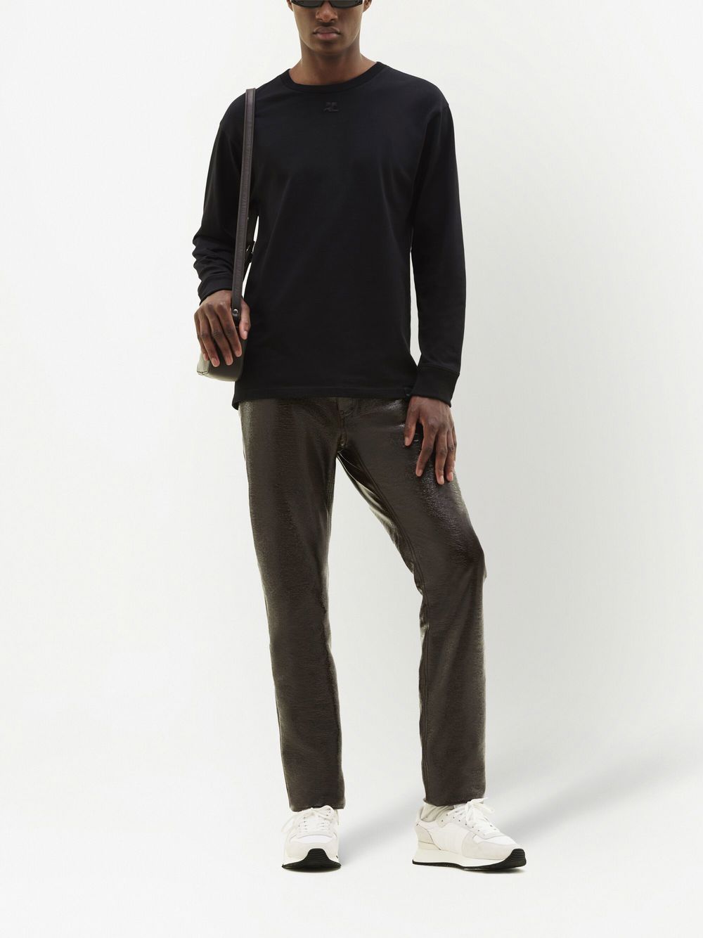 COURREGES Courrèges slim-cut vinyl trousers