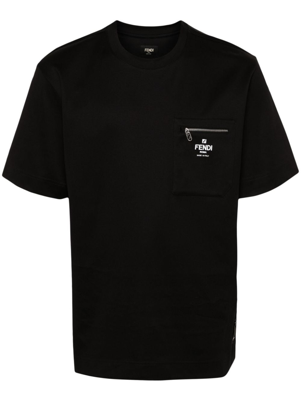 Fendi Logo-Appliqué Cotton T-Shirt In Black | Editorialist