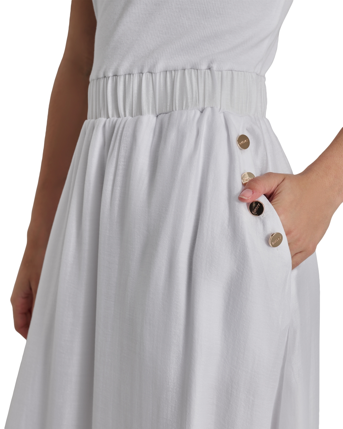 dkny white maxi dress DKNY Linen V-Neck Maxi Dress - White