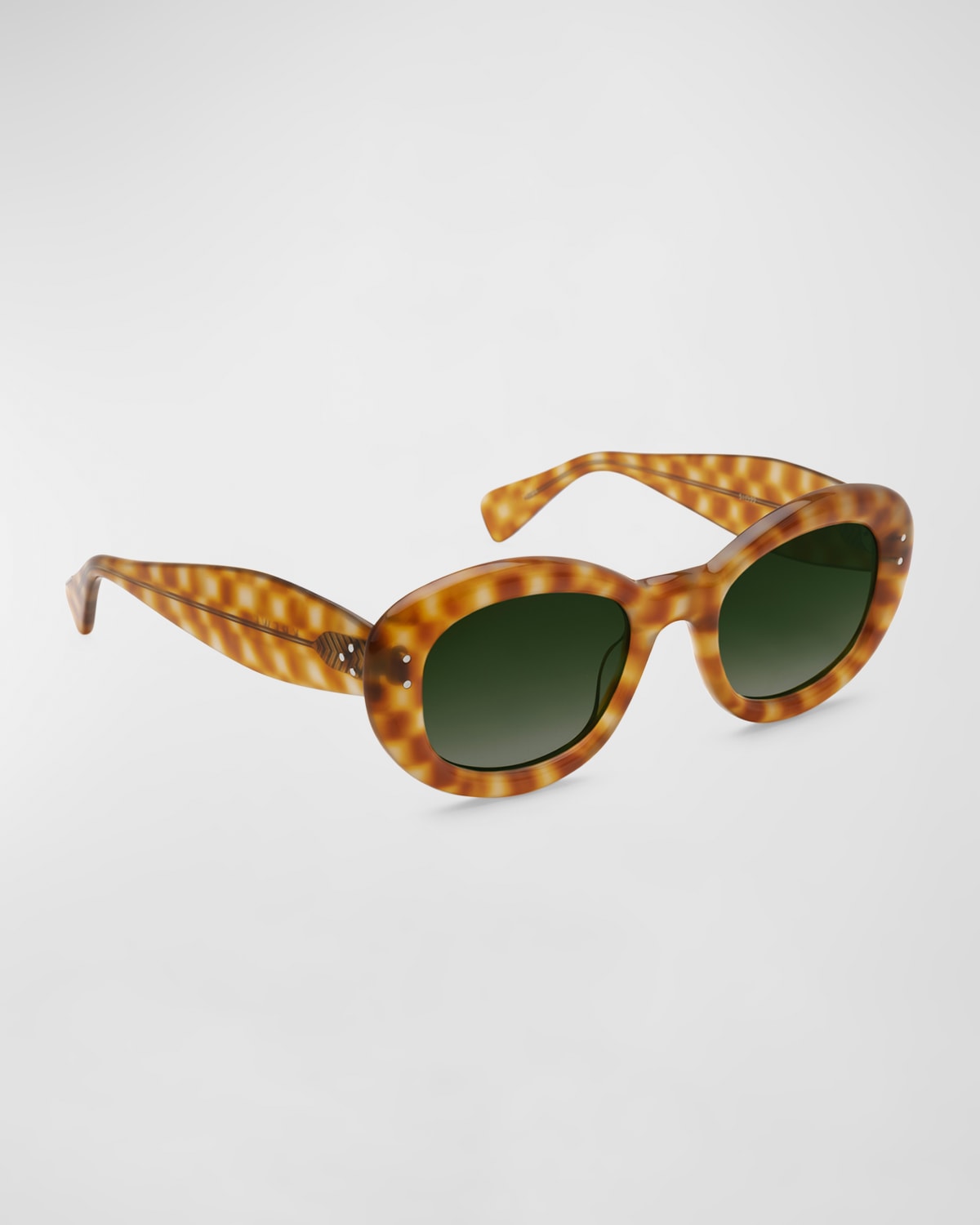 NWT KREWE Margaret Checkered Acetate Oval Sunglasses in Fernet Comes w/ dustbag Krewe / MARGARET / FERNET - Shop Glasses Online - Eye Pieces  main image 2
