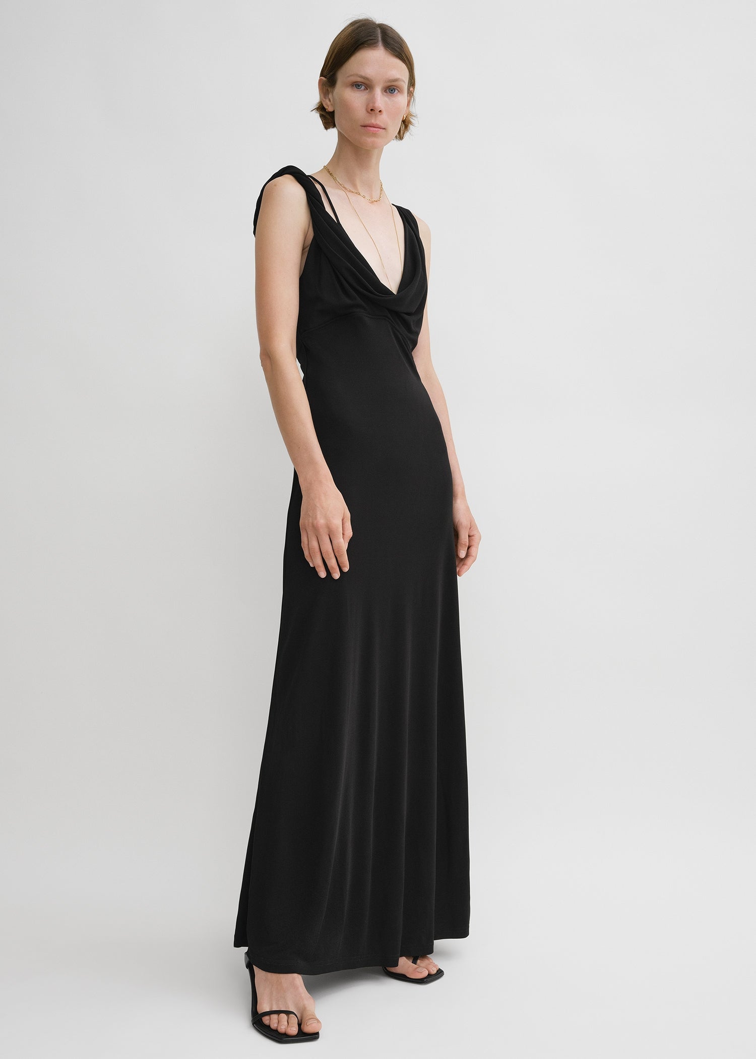 Toteme Twist Drape Maxi Dress - Black | Editorialist Toteme Twist Drape Maxi Dress - Black | Editorialist