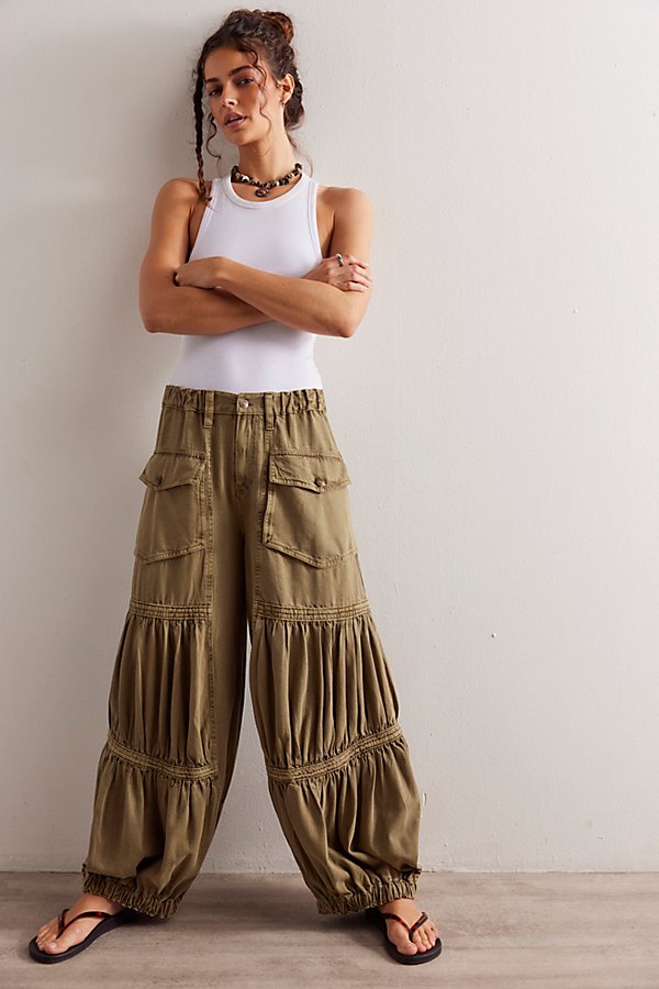 Free People Last Word Parachute Pants In Washed Army - 70% Off ...