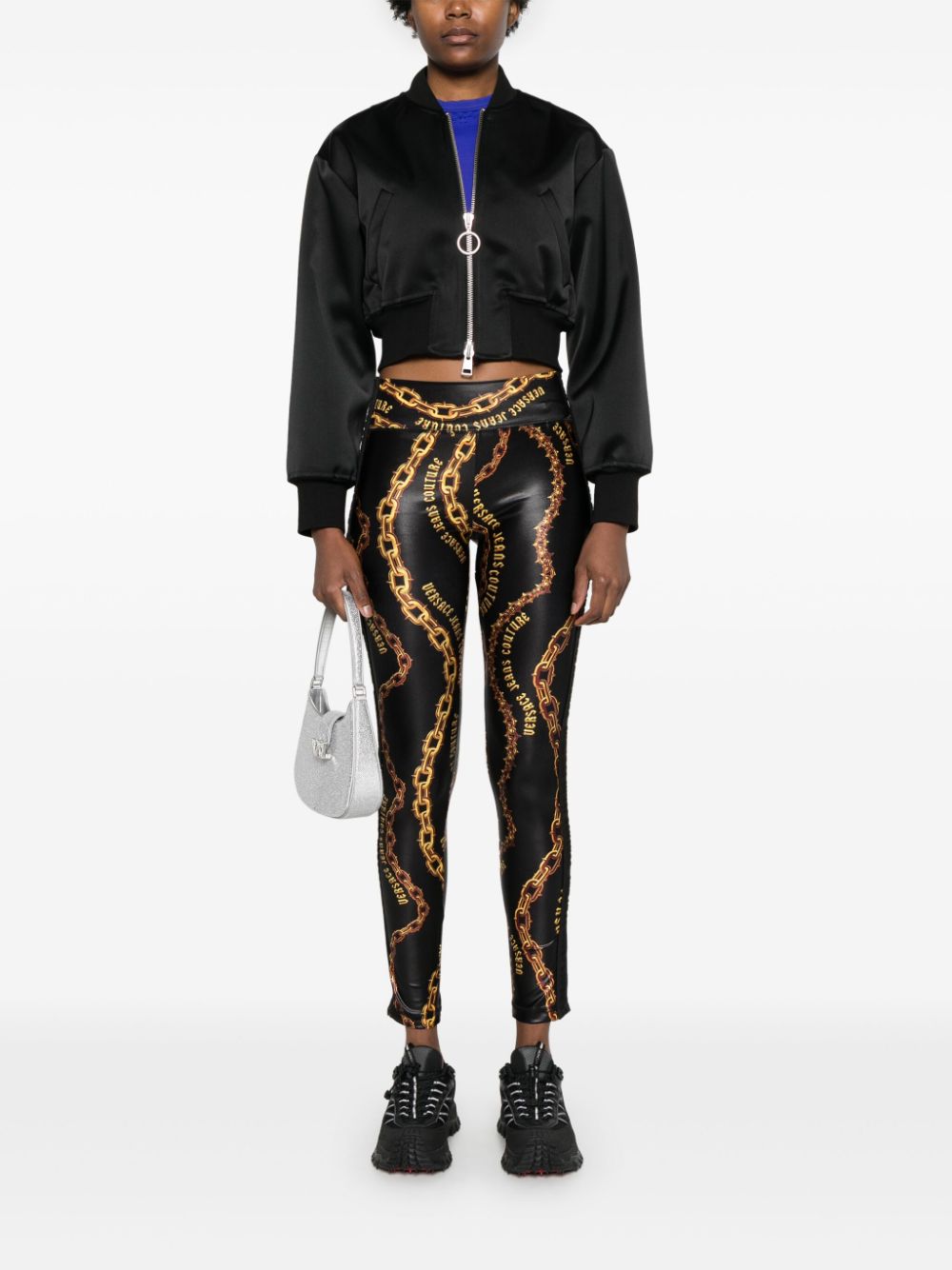 VERSACE chain-print leggings