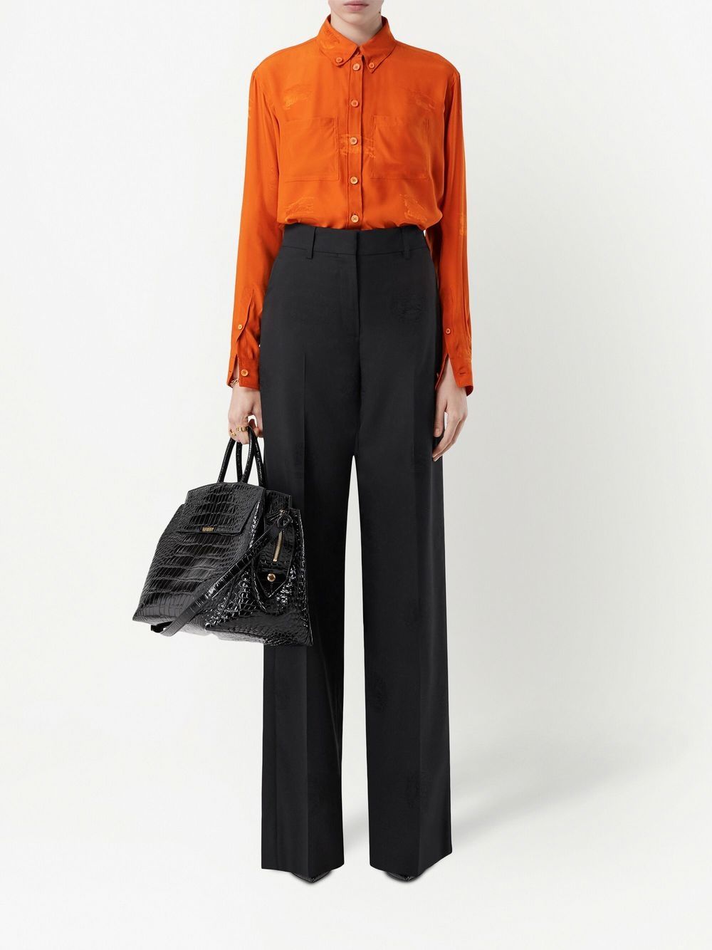 BURBERRY Burberry Logo-Embroidered Long-Sleeve Shirt