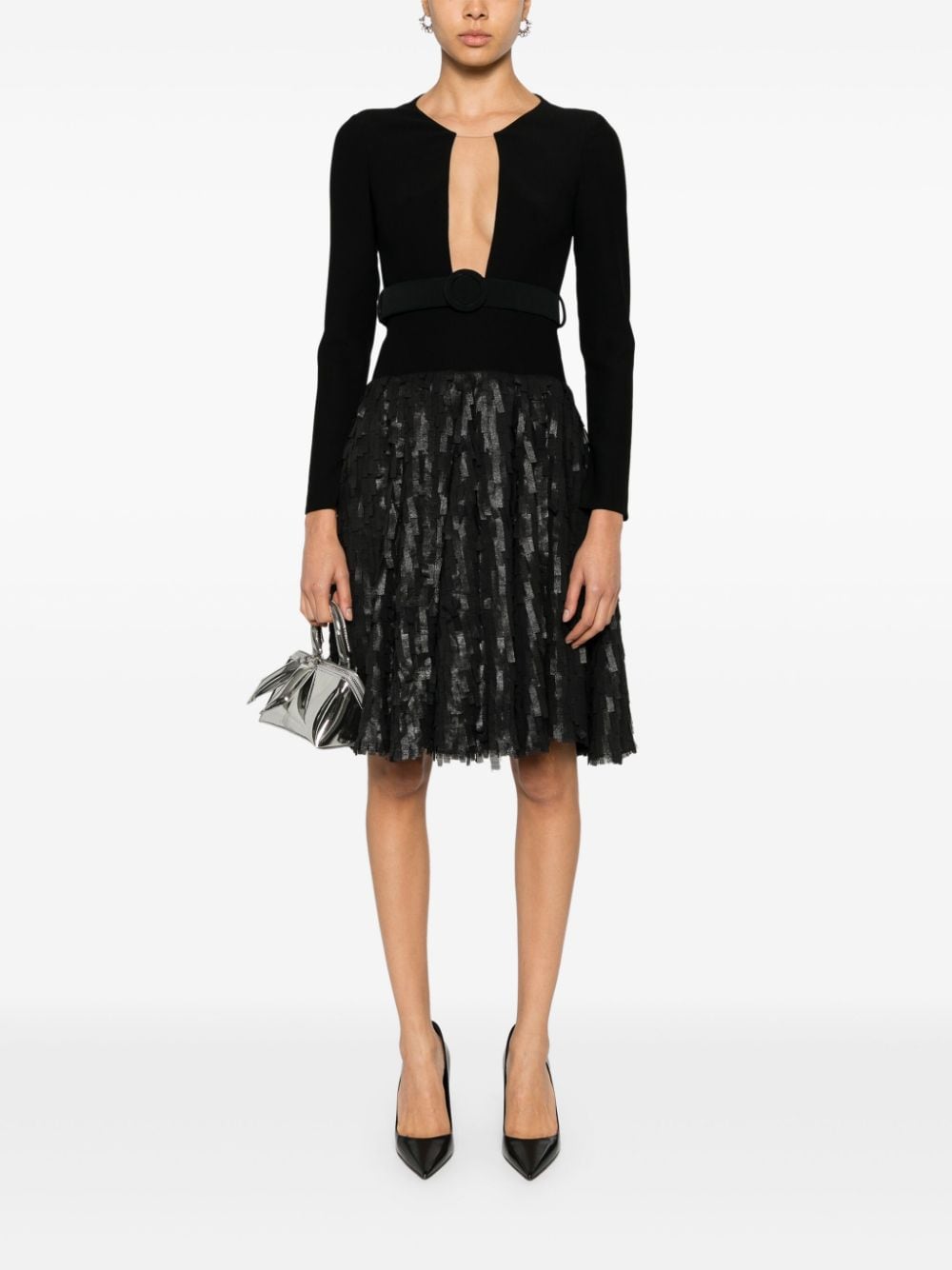 GEMY MAALOUF Gemy Maalouf Belted Fringed Midi Dress