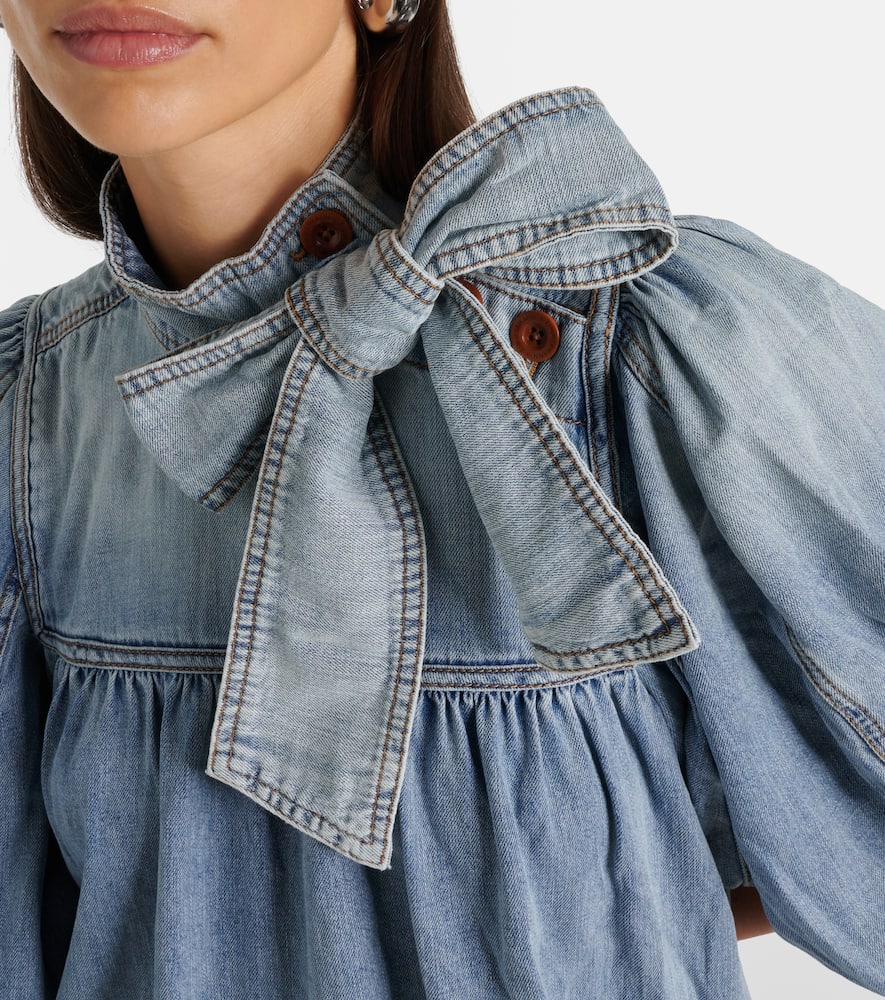zimmermann denim smock dress Zimmermann Denim Smock Minidress In Blue - 30% Off