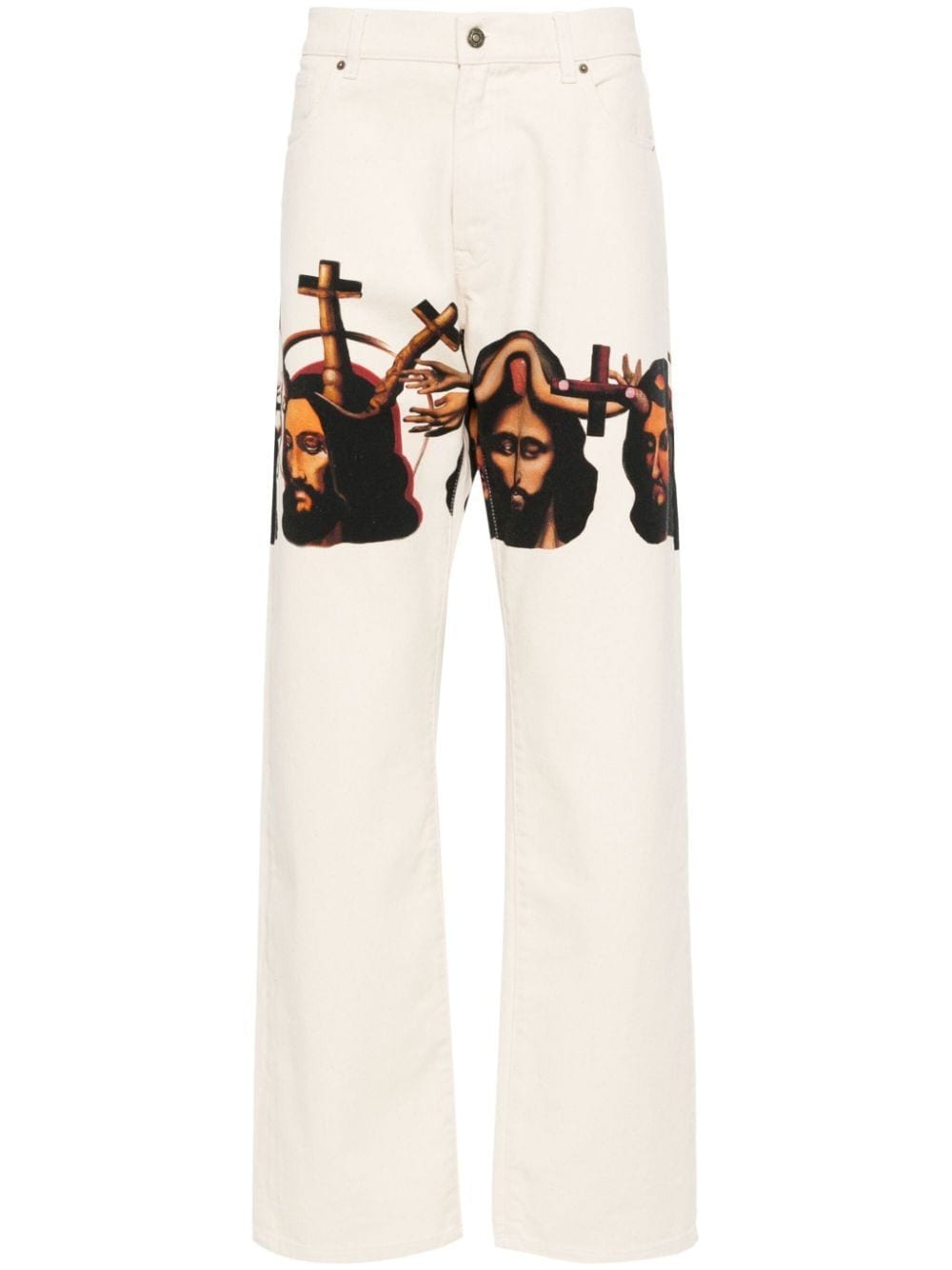 424 424 Graphic-Print Baggy Jeans