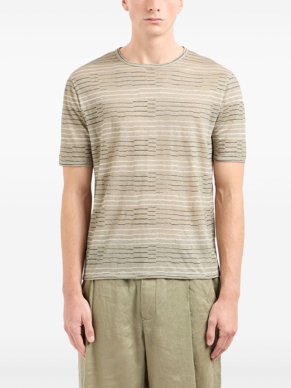 GIORGIO ARMANI striped linen t-shirt