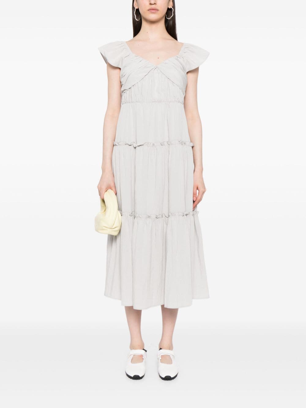 B+AB b+ab Pleated Tiered Midi Dress