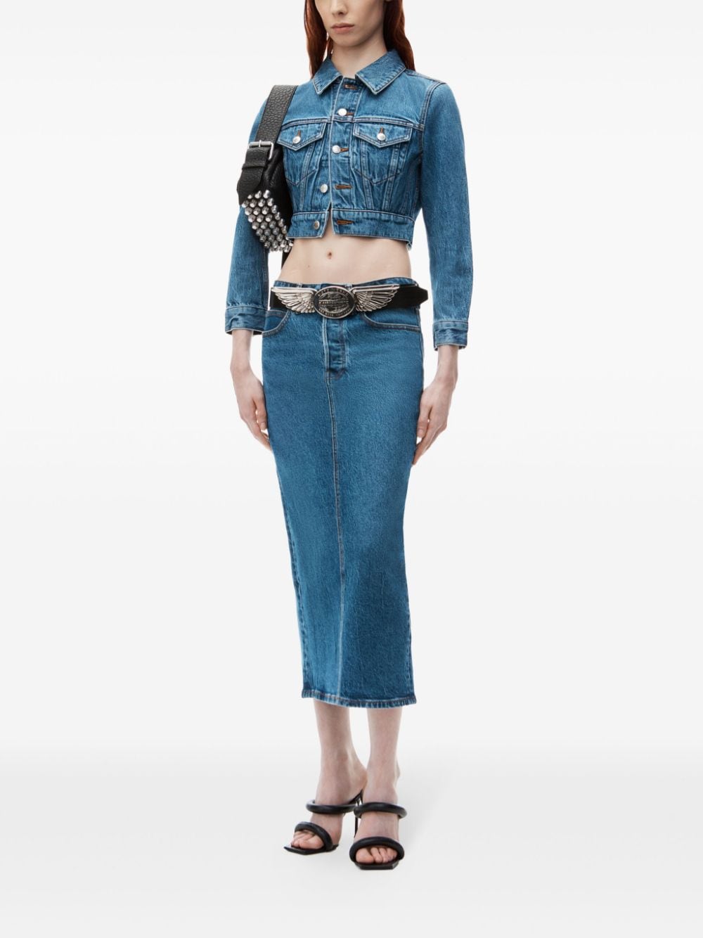 ALEXANDER WANG Alexander Wang Low-Rise Denim Midi Skirt